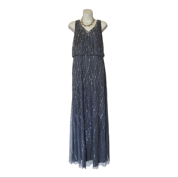 Adrianna Papell | Dresses | Adrianna Papell Gun Metal Gray Sequin ...